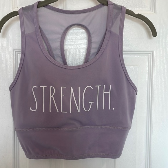 Rae Dunn | Tops | Rae Dunn Strength Dewdrop Longline Strength Size Medium Lavender Sports Bra ...